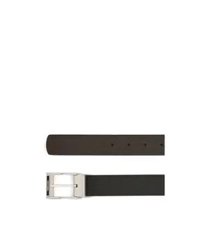 FERRAGAMO Geometric Buckle Belt - Morocco Nut Shell/black