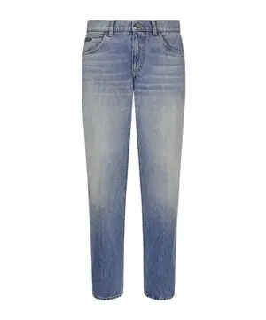 Dolce & Gabbana Logo Plaque Straight Leg Jeans - Gray