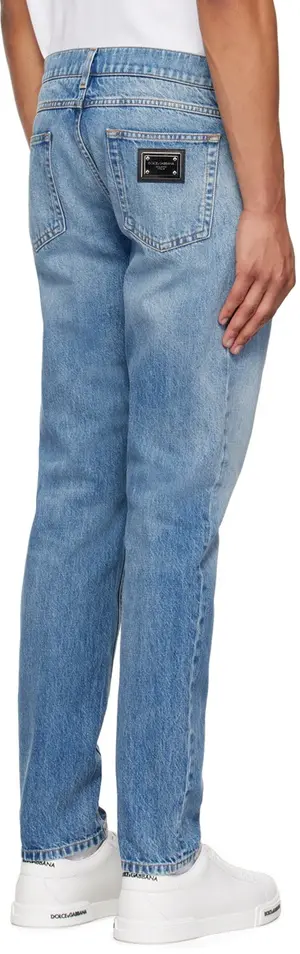 Dolce & Gabbana Logo Plaque Straight Leg Jeans - Gray
