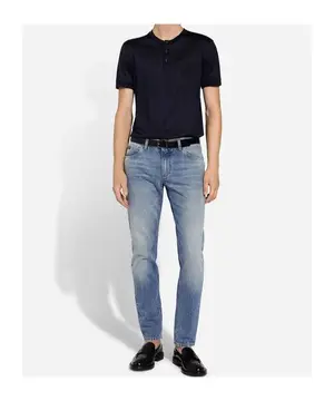 Dolce & Gabbana Logo Plaque Straight Leg Jeans - Gray