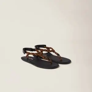 Miu Miu Cord Strap Flat Sandals - Tabacco