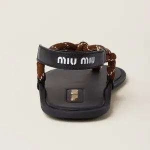 Miu Miu Cord Strap Flat Sandals - Tabacco
