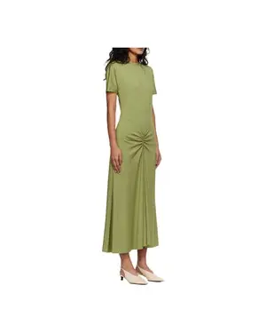 Victoria Beckham Gathered Waist Midi Dress - Green
