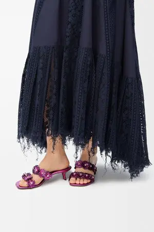 Loewe Petal Flower Sandal In Calfskin And Crystals