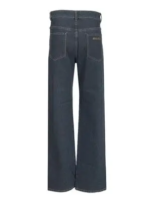 Miu Miu Flocked Denim Jeans - Blue