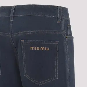 Miu Miu Flocked Denim Jeans - Blue