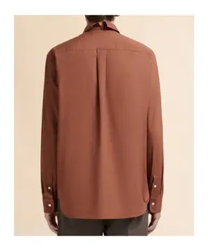 Marni Brown Cotton Poplin Shirt With Mending Logo - Maroon