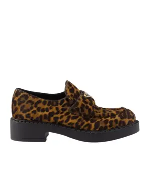 Prada Chocolate Printed Leather Loafers - Honey