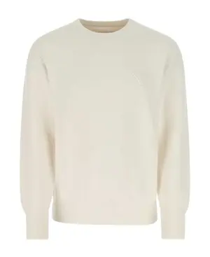 Prada Cashmere Crew Neck Sweater With Triangle Logo - White
