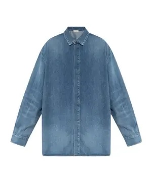 Fear Of God Logo Patch Long Sleeved Denim Shirt