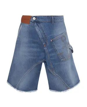 J.W.ANDERSON Twisted Wide-leg Denim Shorts - Blue