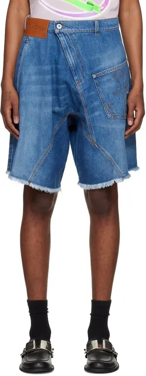 J.W.ANDERSON Twisted Wide-leg Denim Shorts