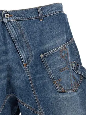 J.W.ANDERSON Twisted Wide-leg Denim Shorts