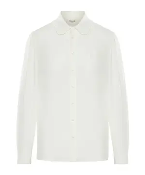 Celine Mia Shirt In Silk Crêpe And Acetate - Ivory
