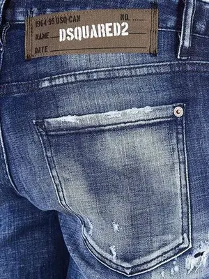 Dsquared2 Distressed Logo Detail Jeans - Blue