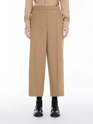 Max Mara Cropped Wide Leg Trousers - Camel