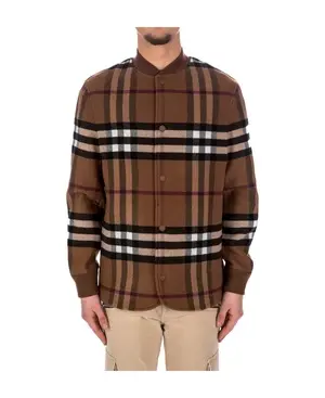 Burberry Check-pattern Wool Bomber Jacket - Black
