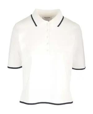 Thom Browne Rib-stitch Short-sleeved Polo Shirt - White