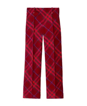 Burberry Checked Pleated Wool Trousers
