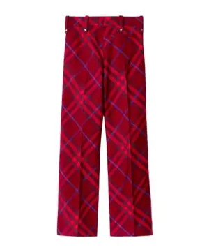 Burberry Checked Pleated Wool Trousers