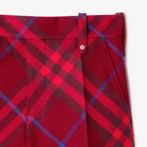 Burberry Checked Pleated Wool Trousers