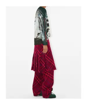 Burberry Checked Pleated Wool Trousers