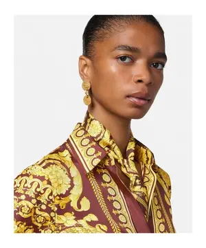 Versace Gold Tribute Earrings With Medusa And Greek Goddess Motifs