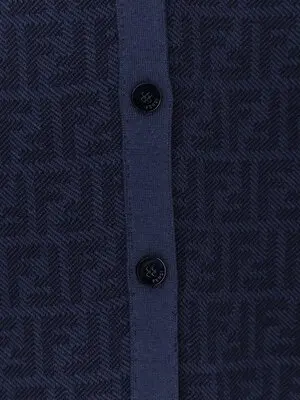 Fendi Ff Jacquard Crewneck Buttoned Cardigan - Blue