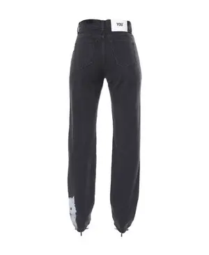 MSGM Cat Print Straight Leg Jeans