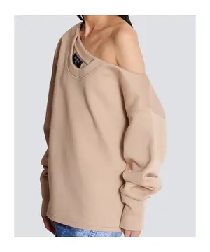 Balmain Asymmetrical Off-the-shoulder Jersey Sweatshirt