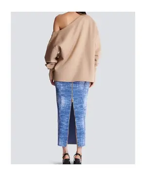 Balmain Asymmetrical Off-the-shoulder Jersey Sweatshirt