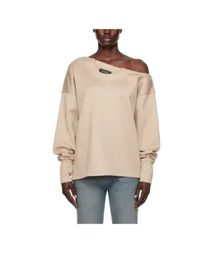 Balmain Asymmetrical Off-the-shoulder Jersey Sweatshirt