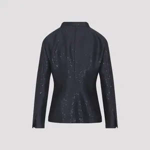 Giorgio Armani Sequin-embellished Long-sleeve Jacket - Black