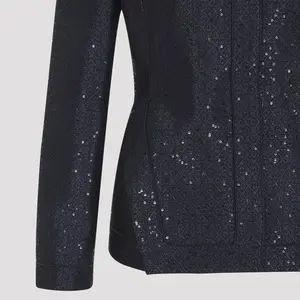 Giorgio Armani Sequin-embellished Long-sleeve Jacket - Black