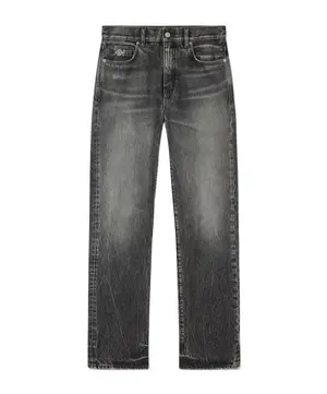 Versace Logo Patch Loose Jeans - Gray