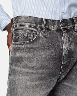 Versace Logo Patch Loose Jeans - Grey