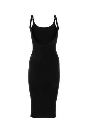 Miu Miu Sleeveless Ribbed-knit Midi Dress With Logo Detail