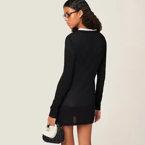 Miu Miu Logo Patch Long Sleeve Dress