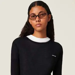 Miu Miu Logo Patch Long Sleeve Dress