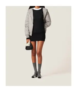 Miu Miu Logo Patch Long Sleeve Dress