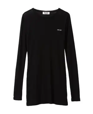 Miu Miu Logo Patch Long Sleeve Dress - No