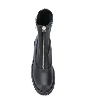 GIUSEPPE ZANOTTI Front Zip Ankle Boots - Black