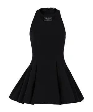 Balmain Flared Pleated Grain De Poudre Dress