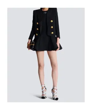 Balmain Flared Pleated Grain De Poudre Dress