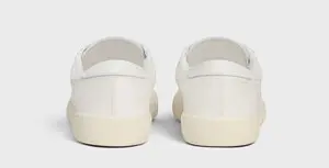 Celine Lou Low Lace-up Sneaker With Triomphe In Canvas And Calfskin - White