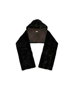 Burberry Hooded Wraparound Style Faux-fur Scarf - Black
