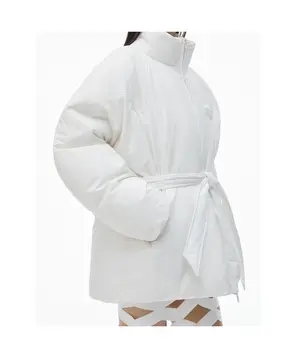 Alexander Wang Puffer Coat With Logo Trim And Drawstring Hem - White