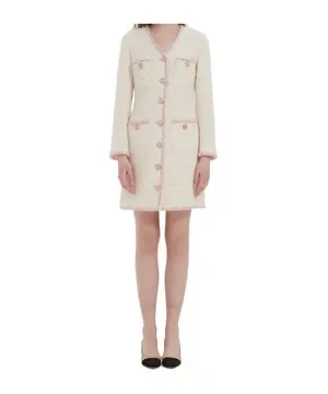 Marissa Chiara V-neck Button-up Lace Dress