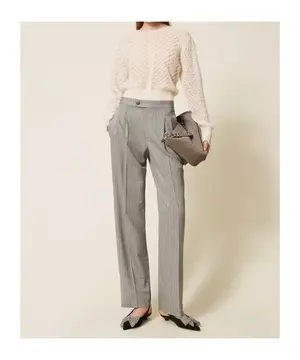 TWINSET Pinstriped Pleated Trousers