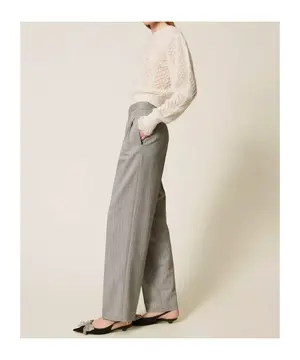TWINSET Pinstriped Pleated Trousers